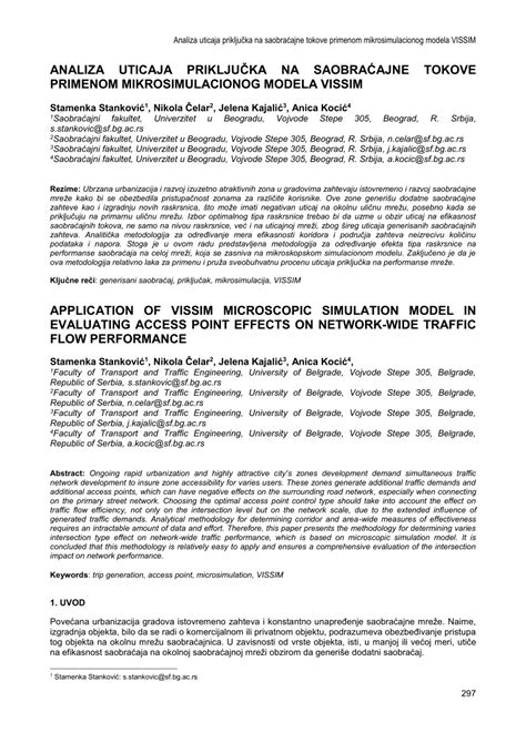 Pdf Application Of Vissim Microscopic Simulation Model In Evaluating