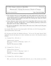 CS 3510 Design Analysis Of Algorithms Homework 2 Summary Course Hero