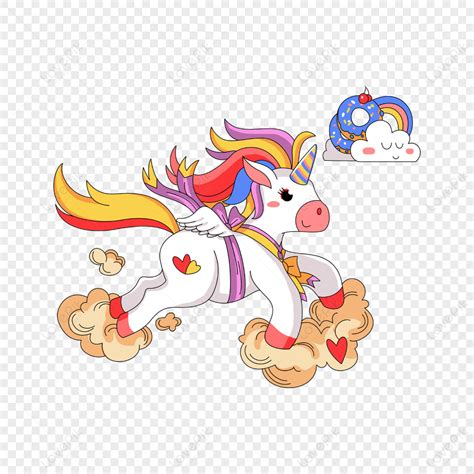 무지개 일러스트 유니콘과 도넛 아가 분홍 일각수 Png 일러스트 무료 다운로드 Lovepik