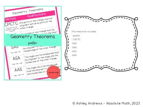 Geometry Theorems Poster Teaching Resources