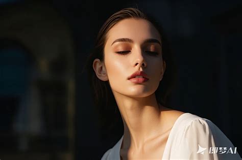 皮肤质感好的女性欧美模特，黑色虚化背景 花瓣网