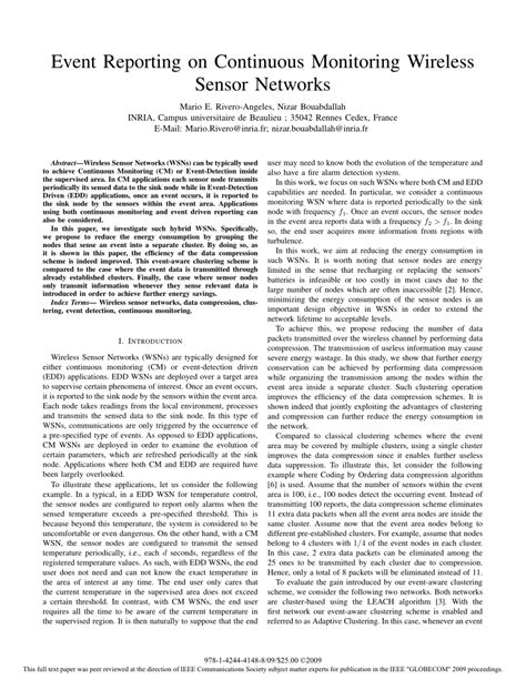 Pdf Event Reporting On Continuous Monitoring Wireless Sensor Networks