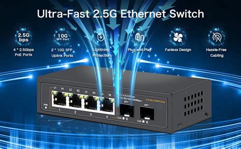 Davuaz 2 5g Unmanaged Ethernet Switch With 4 X 2 5g Base T Ports And 2 X 10g Sfp