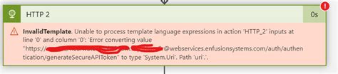 Azure Logic App Added Workflow Component Getting An Uri Error
