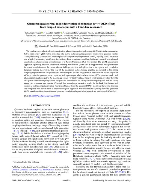 pdf quantized quasinormal mode description of nonlinear cavity qed