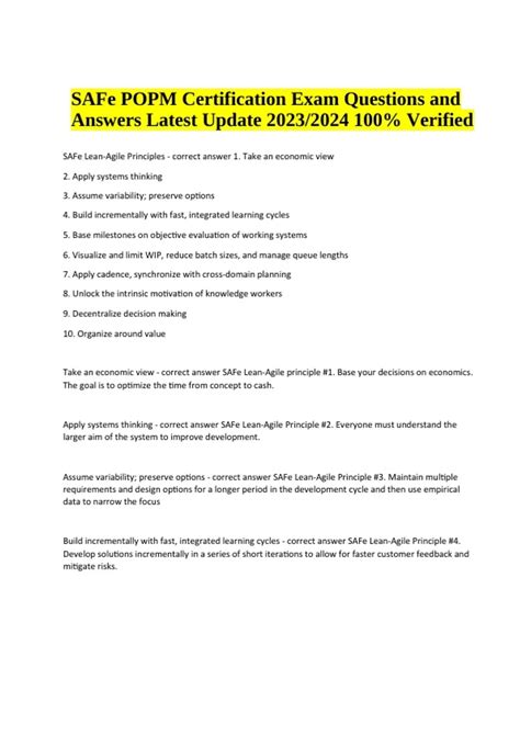 Safe Popm Certification Exam Questions And Answers Latest Update 2024 100 Verified Safe