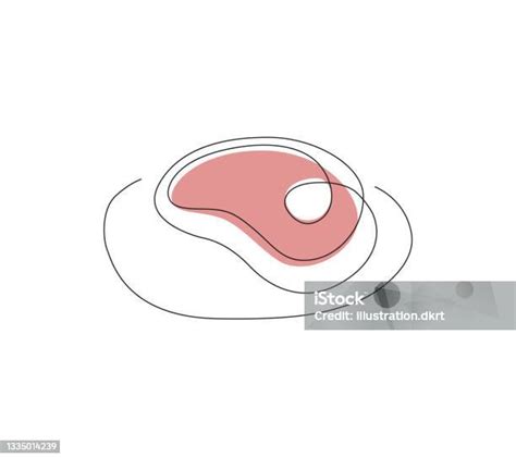 한 줄 스테이크 연속 라인 고기 미니멀 한 디자인으로 점심 메뉴 및 포스터용 레스토랑용 스테이크에 대한 스톡 벡터 아트 및 기타