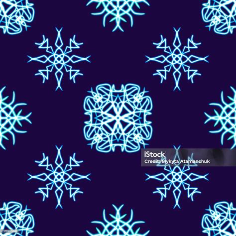 매끄러운 패턴 눈송이 빛나는 바탕 화면 아이콘 네온 스티커 네온 그림 빛나는 그림 네온 기하학적 그림 0명에 대한 스톡 벡터 아트 및 기타 이미지 Istock