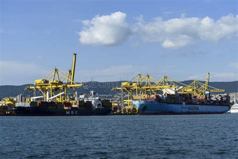 Cargo Ships Docked At Pier Vii Of The Port Of Trieste Loadingunloading Containers Editorial