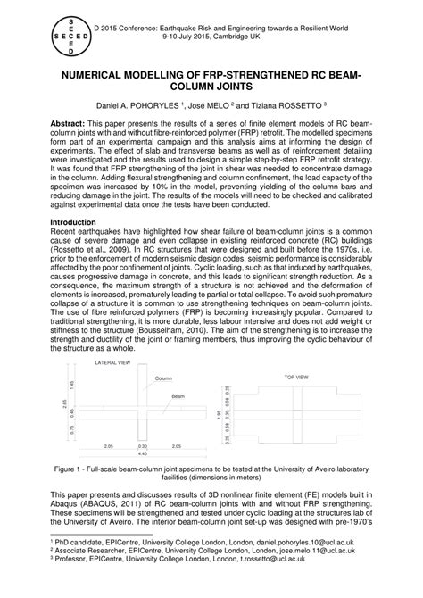 Pdf Numerical Modelling Of Frp Strengthened Rc Beam Column Joints