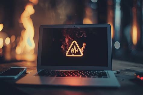 High Temperature Warning Sign On A Laptop Screen Premium Ai Generated Image