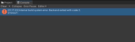 Persistent error: Internal build system error. Backend exited with code ...