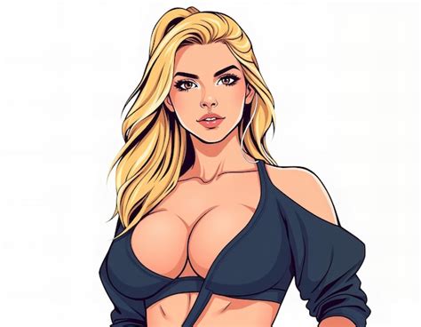 A Drawing Of A Woman With Blonde Hair Premium Ai Generated Image