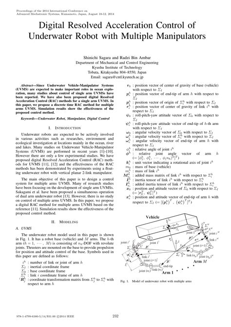 Pdf Digital Resolved Acceleration Control Of Underwater Robot With