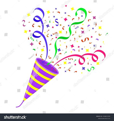 Exploding Party Popper Confetti Isolated Vector Stock Vector Royalty Free 2169672395