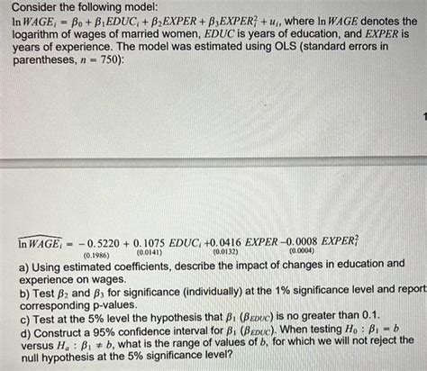 Solved Consider The Following Model