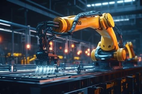 Smart Industry Robot Arm System For Digital Factory Production 3d Rendering Ai Generated Stock
