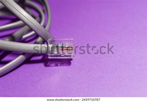 1 Object Macro Internet Ethernet Cable Connection Cord Purple Background Macro Closeup Shot Copy