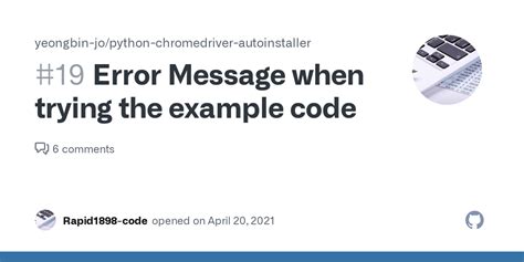 Error Message When Trying The Example Code Issue Yeongbin Jo Python Chromedriver