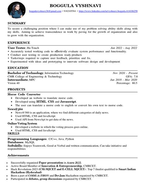 vyshnavi resume pdf java script computing