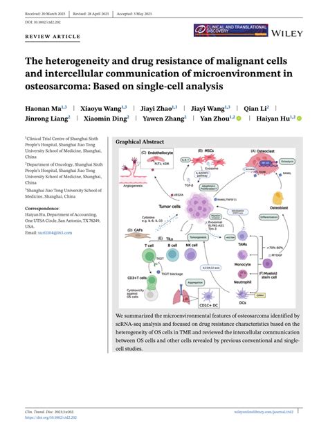 Pdf The Heterogeneity And Drug Resistance Of Malignant Cells And Intercellular Communication