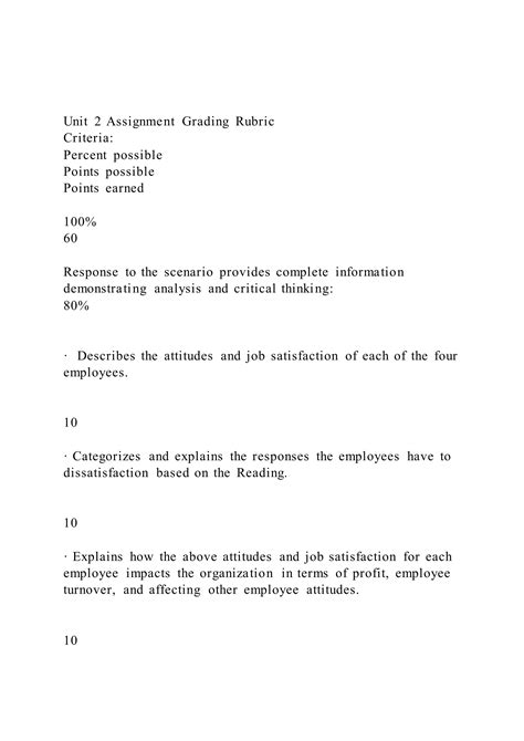 Unit 2 Assignment Grading Rubric Criteriapercent Possiblep Pdf