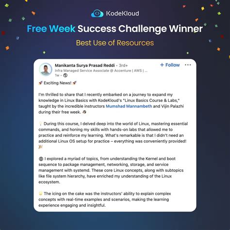 kodekloud on linkedin manikanta surya prasad reddi reigns supreme at