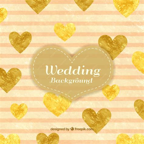 Premium Vector Wedding Background With Golden Hearts