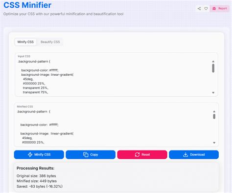 css minifier webtoolscenter