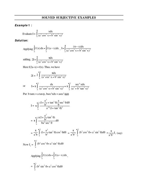 Definite Integration 02 Solved Example Pdf Maxima And Minima