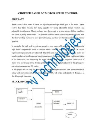 Chopper Based Dc Motor Speed Control DOC Radio Control Hobbies Interests