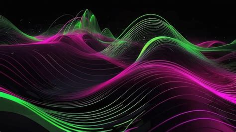 Magenta And Lime Green Futuristic Energy Waves Pulsating In A Flow Of Digital Data Premium Ai