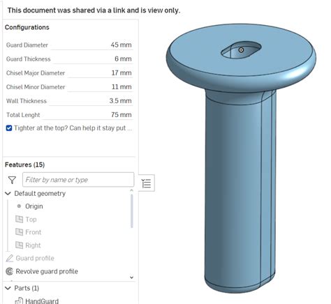 Masonry Chisel Handguard Customizable By Dojan Download Free Stl Model