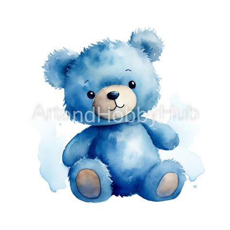 Blue Teddy Bear Watercolor Clipart 12 High Quality S Valentines
