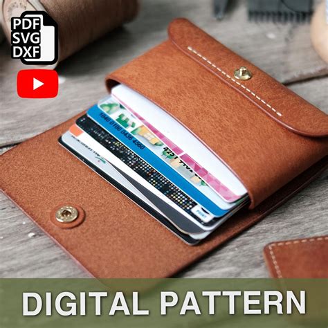 Leather Card Wallet Pattern Pdf Svg Dxf Template Digital Download