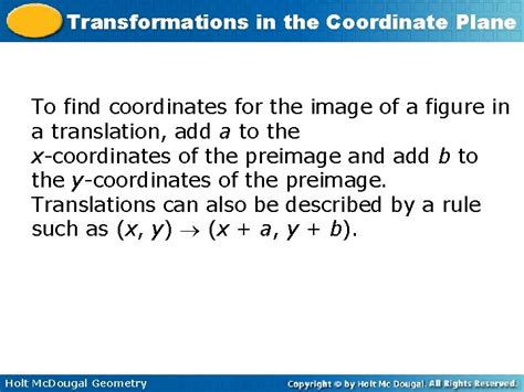 Transformations Coordinate Plane Transformations In In The Coordinate