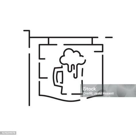 맥주 관련 벡터 라인 아이콘입니다 배럴 식스팩 케그 간판 머그잔 및 기타 음료와 같은 아이콘이 포함되어 있습니다 주류 펍 또는
