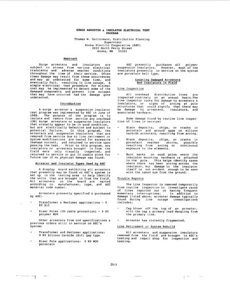 Surge Arrester And Insulator Electrical Test Program Pdf Insulator