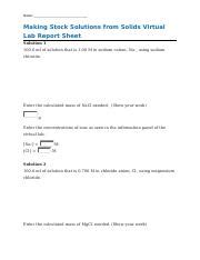 LAB Making Stock Solutions From Solids 1 Docx Name Making Stock Solutions From Solids