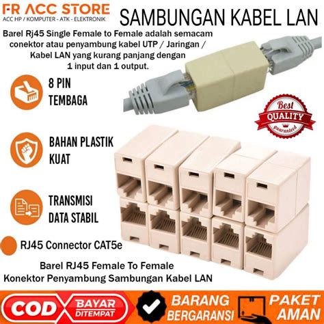 Jual Barel Rj45 Female To Female Konektor Ethernet Sambungan Lan To Lan Cat 5e Shopee Indonesia