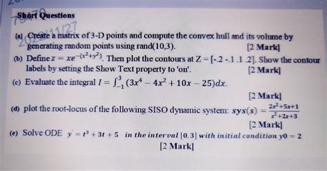 Solved Create A Matrix Of D Points And Compute The Convex Chegg