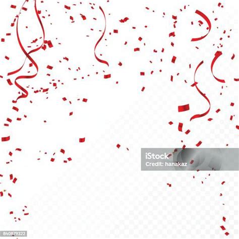 색종이와 레드 리본 축 하 배경 템플릿입니다 벡터 일러스트 레이 션 색종이 조각에 대한 스톡 벡터 아트 및 기타 이미지 색종이 조각 빨강 기념일 Istock