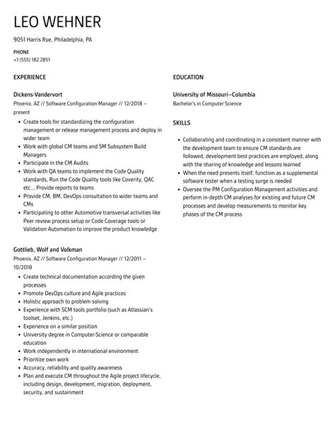Software Configuration Manager Resume Samples Velvet Jobs