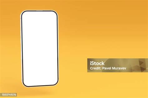 밝은 노란색 배경에 빈 흰색 화면이 있는 모형 휴대폰 모바일 앱 광고 주황색 스튜디오 배경 위에 하얀 빈 스마트폰 화면 전화 디스플레이 모형 0명에 대한 스톡 사진 및 기타