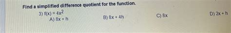 solved find a simplified difference quotient for the