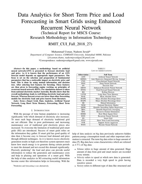 Pdf Data Analytics For Short Term Price And Load Forecasting In Smart Grids Using Enhanced