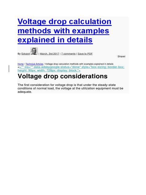 voltage drop calculation methods with examples explained in details pdf