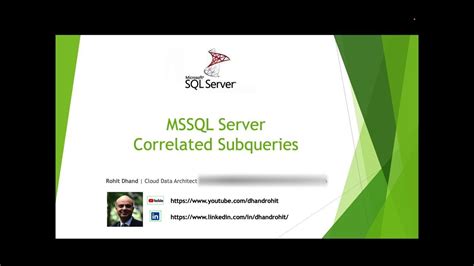 Correlated Subqueries With Sql Server Youtube