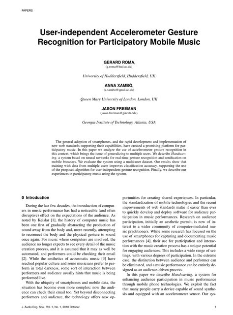PDF User Independent Accelerometer Gesture Recognition For Participatory Mobile Music