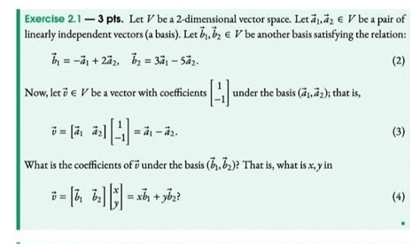 Solved Exercise Pts Let V Be A Dimensional Vector Chegg